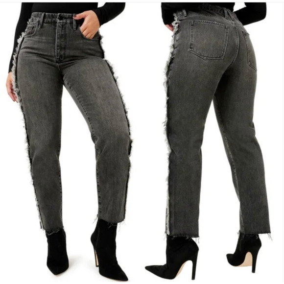Good American | Jeans | Good American Good Boy Frayed Outseam Straight ...